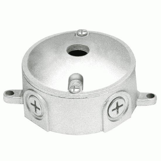 Aluminum Round Junction Box with ½” & ¾” Thread for Walls & Ceilings