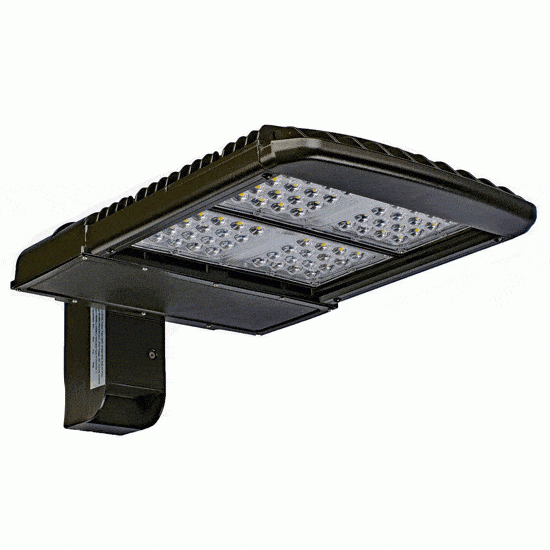 150W LED Quad 20’ Round Pole Kit in Bronze and White for Parking Lots