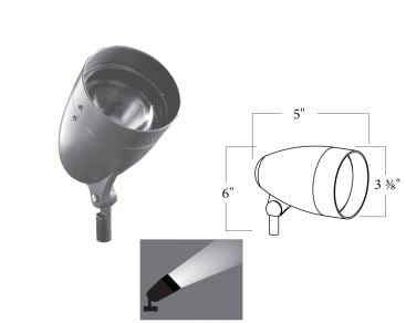 6” Aluminum, Black, PAR38 Bullet Fixture w/Mounting Stake & Tree Base